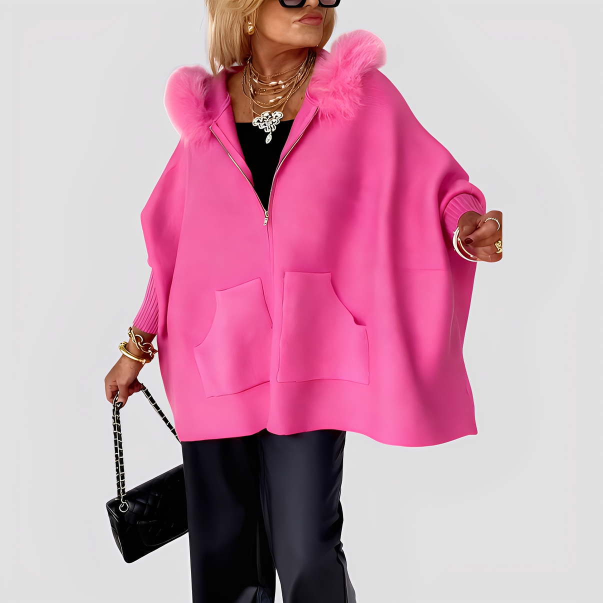 Elvena - Módní umělý kožešinový kabát s kapucí pro dámy – Lovina.cz